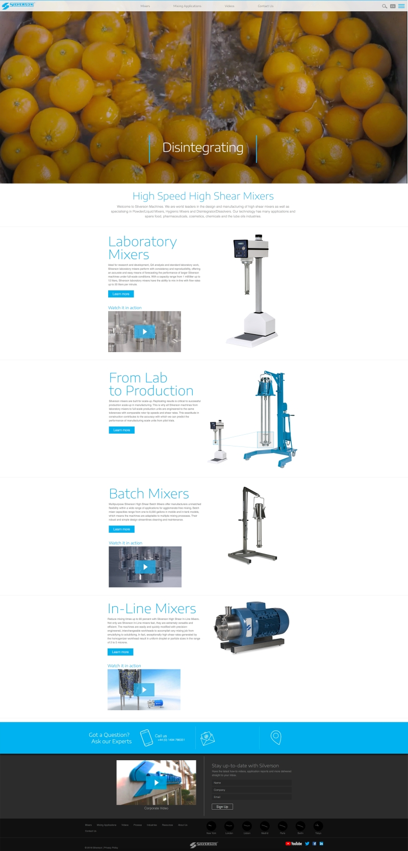 Silverson Machines Ltd relaunch website - Process & Control